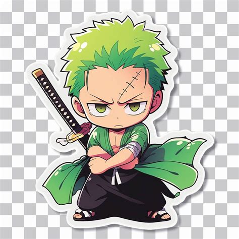 Chibi Roronoa Zoro Sticker In 2024 One Piece Cartoon Chibi Android