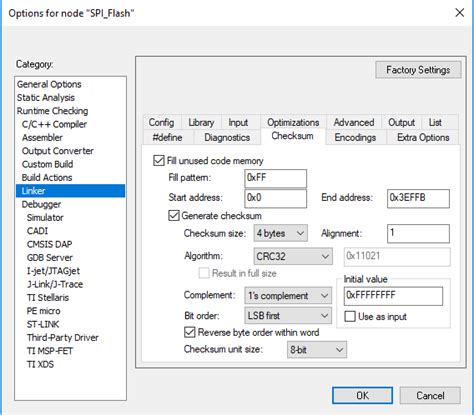 Msp432p401r How To Use Iars Ielftool To Calculate Crc32 Equivalent To