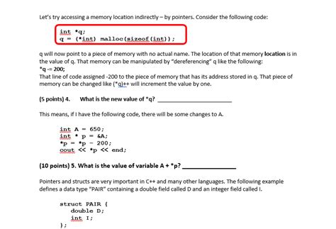 Solved Part I Pointers To Variables Or Places Ram Random