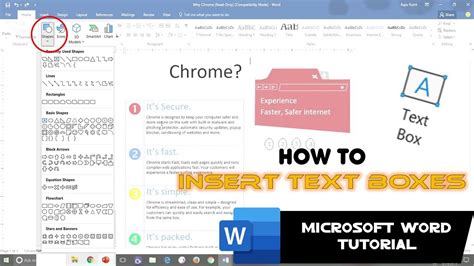 How To Insert Text Boxes In Word Tutorial Shapes Tool Youtube
