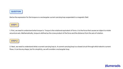 SOLVED Derive The Expression For The Torque On A Rectangular Current Carrying Loop Suspended In