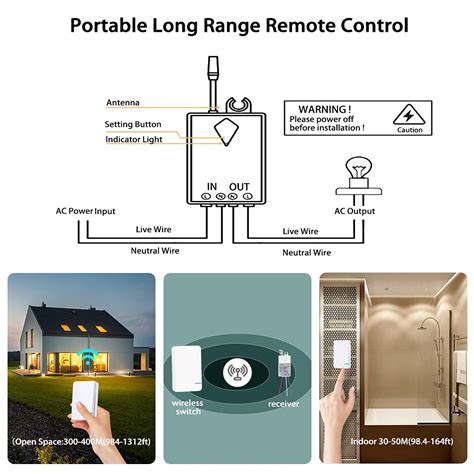 Buy Wireless 3 Way Switch And Receive Kit Electop No Wiring No WiFi Needed Outdoor 1969ft