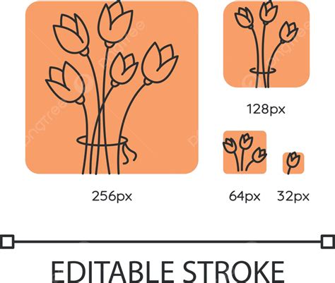 Flowers Orange Linear Icons Set Outline Delivery Linear Vector Outline Delivery Linear Png