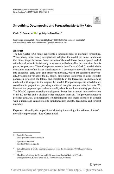 Smoothing Decomposing And Forecasting Mortality Rates Request Pdf