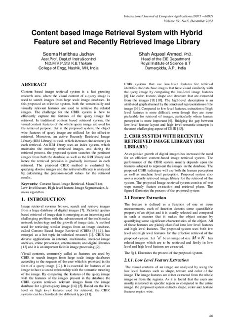 Pdf Content Based Image Retrieval System With Hybrid Feature Set And Recently Retrieved Image