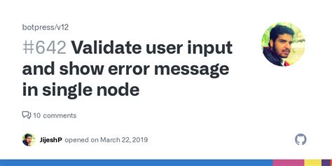 validate user input and show error message in single node · issue 642