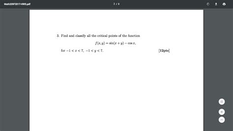 solved math209f2017 hw3 pdf 3 3 3 find and classify all the