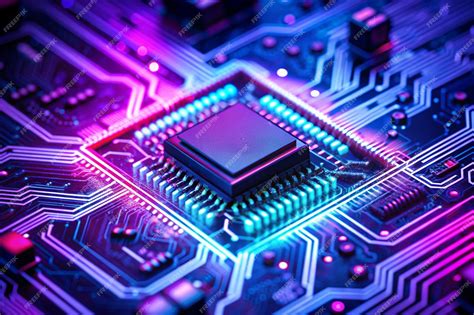 Cpu Chip On Motherboard Abstract Technology Processor Computer Chip On A Cicuit Board With