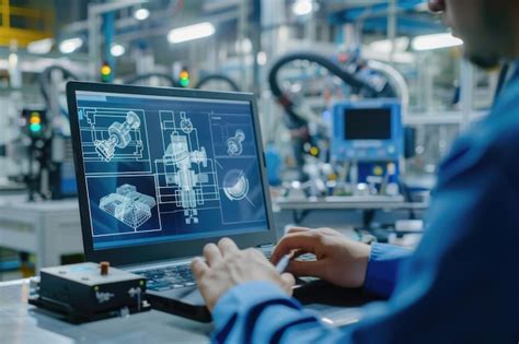 Premium Photo Automation Engineer Programs Robotic Arm For Factory Automation