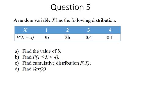 Solved Question 5 A Random Variable X Has The Following