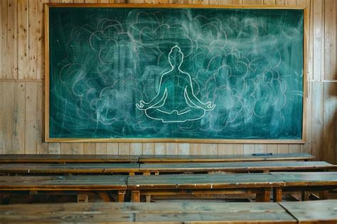 A Class Board With Mediating Person Drawing In Chalk Premium Ai