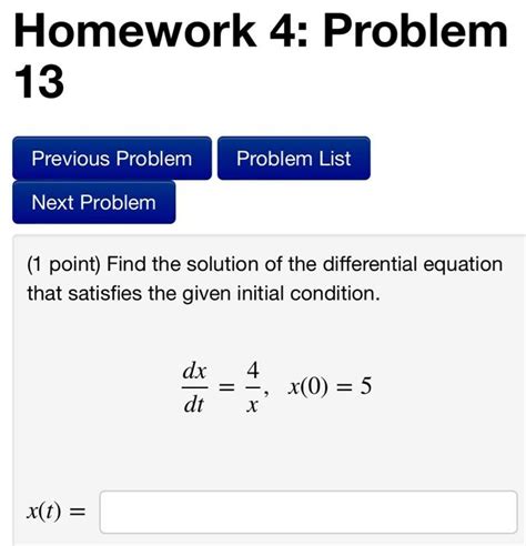 Solved Homework 4 Problem 11 Previous Problem Problem List