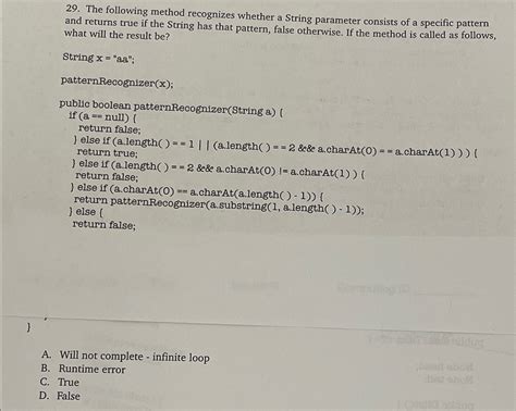 Solved The Following Method Recognizes Whether A String