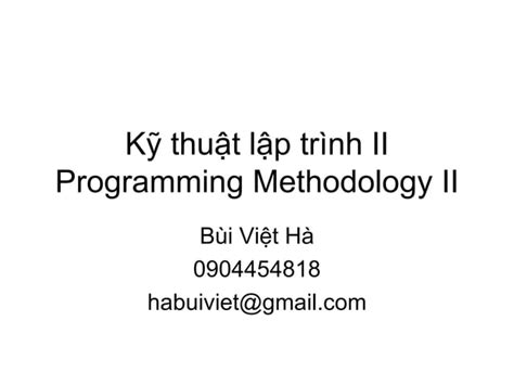 Programming Methodology Ii Ppt