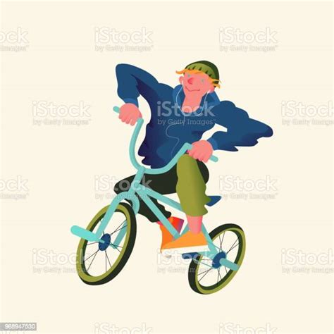 자전거 Bmx 익스트림 스포츠에 의해 남자입니다 평면 스타일에 자유형 Bmx 라이더 벡터 일러스트입니다 Bmx 자전거타기에 대한 스톡 벡터 아트 및 기타 이미지 Istock