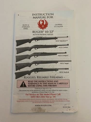 Instruction Manual For Ruger 10 22 Autoloading Rifles Ebay