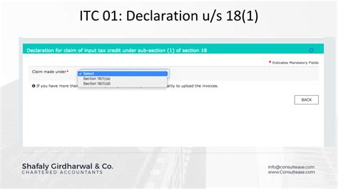 Ppt On All Input Tax Credit Forms In Gst Consultease Com