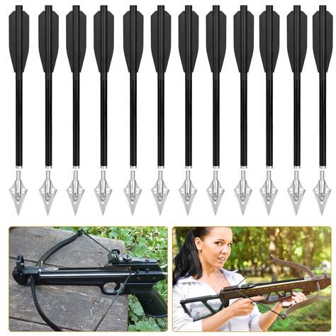 12pcs Hunting Arrows Eeekit 67 Removable Stainless Steel Shooting Arrows Black