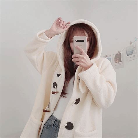 뽀글이 양털 후드 떡볶이 롱코트 에이블리