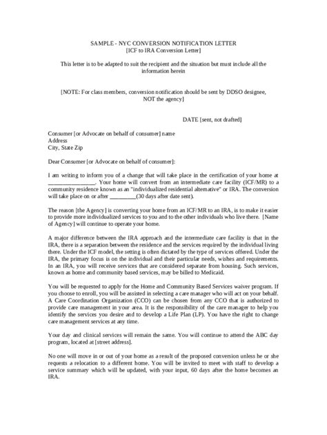 Ht Opwdd Ny Govsample Nyc ConversionSAMPLE NYC CONVERSION NOTIFICATION LETTER Opwdd Ny Doc