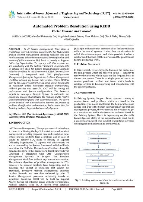 Irjet Automated Problem Resolution Using Kedb Pdf