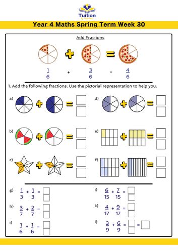 Year 4 Add And Subtract Fractions With The Same Denominator Teaching Resources