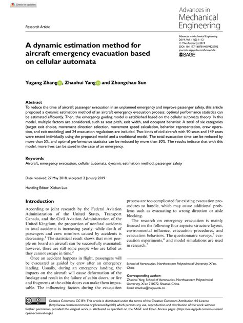 Pdf A Dynamic Estimation Method For Aircraft Emergency Evacuation