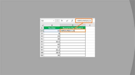 rounding up or down to the nearest 5 or any multiple in excel