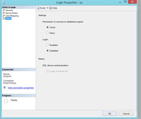 Sql Server Login Failed For User Sa Reason The Account Is Disabled Error 18470 Sql Server