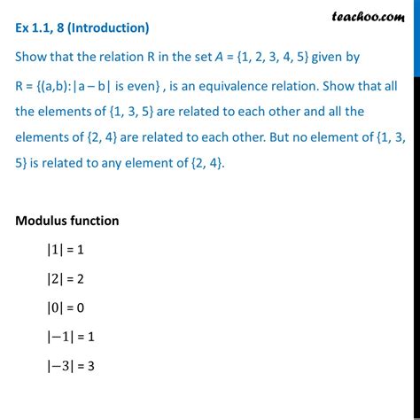 Ex 1 1 8 To Prove Relation Reflexive Transitive Symmetric And Equ
