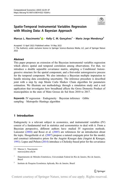 Spatio Temporal Instrumental Variables Regression With Missing Data A