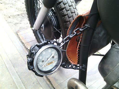 Vintage Motorcycle With Speedometer