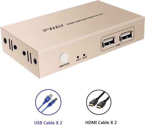 PWAY HDMI KVM Switch Port K K Hz Y U V Con Pezzi Piedi Cavo HDMI E USB