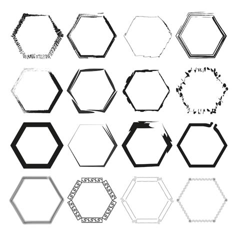 Premium Vector Set Of Hexagon Frames Various Decorative Hexagon Borders Black And White