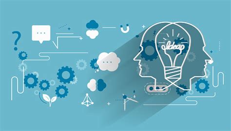 인간의 머리 전구 두 머리 개요 로고 및 아이콘 아이디어 및 개념 벡터 그림 2명에 대한 스톡 벡터 아트 및 기타 이미지 2명 연결 지력 Istock