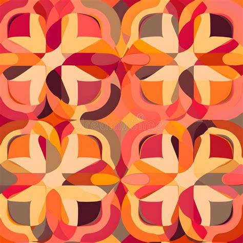 Colorful Geometric Pattern Of Interlocking Shapes In Shad One Generative Ai Stock Illustration