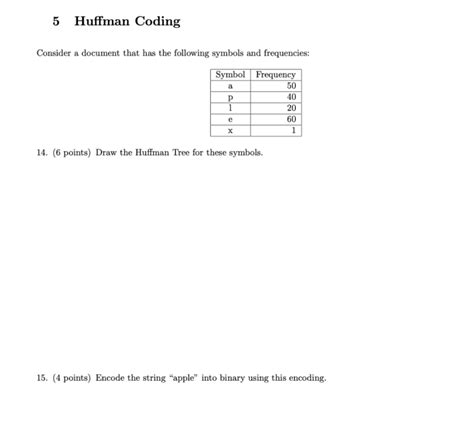 Solved 5 Huffman Coding Consider A Document That Has The