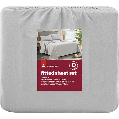 Essentials Fitted Sheet Set Double Bed Assorted Each Woolworths