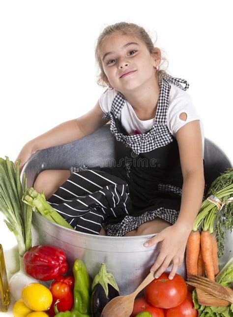 Mini Chef Stock Image Image Of Girl Lettuce Tomato 44275479