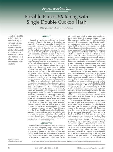 PDF Flexible Packet Matching With Single Double Cuckoo Hash