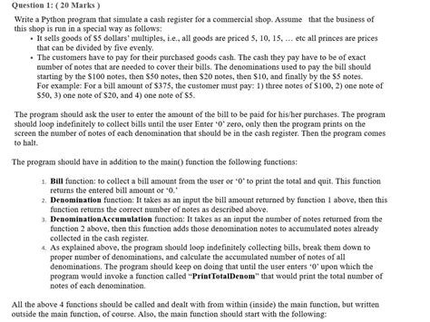 Question 1 20 Marks Write A Python Program That