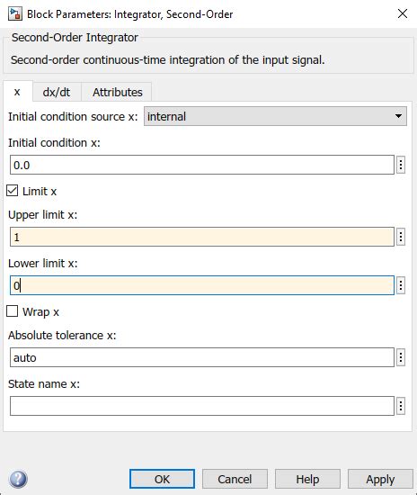 Second Order Integrator Second Order Integration Of Input Signal Simulink