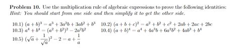 Solved Problem 10 Use The Multiplication Rule Of Algebraic Chegg Com