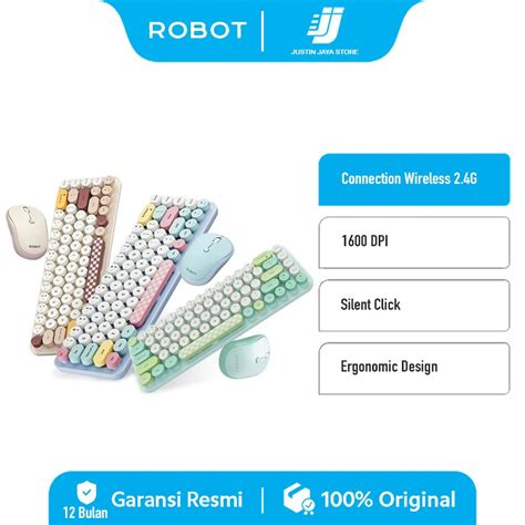 Jual Robot Km3600 Pastel Colorful Keyboard Dan Mouse Wireless Combo Set 2 4g Garansi Resmi Robot