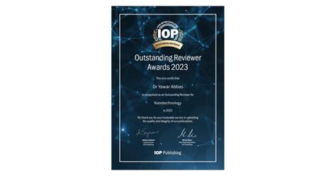 Yawar Abbas On Linkedin Outstanding Reviewer Awards 2023 • Dr Yawar Abbas • Iop Publishing