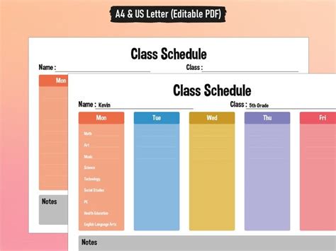 Editable Timetable Class Schedule Template Babe Planner PDF Etsy UK Class Schedule
