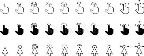 Computer Mouse Click Cursor Black Arrow Icons Set Cursor Icon Vector Illustration Stock Vector