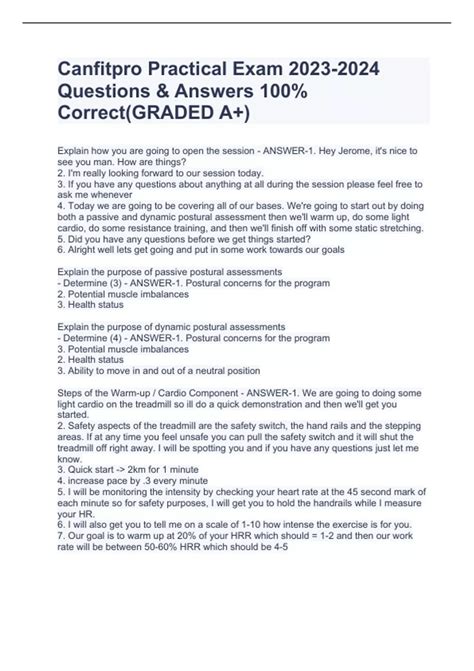 Canfitpro Practical Exam Questions And Answers 100 Correct Graded A Canfitpro Stuvia Us