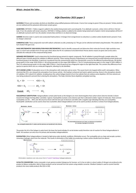 Aqa A Level Chemistry Paper 2 Question Paper 2023 Chemistry Stuvia Us