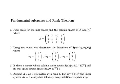 Solved Find Bases For The Null Spaces And The Column Spaces Chegg Com